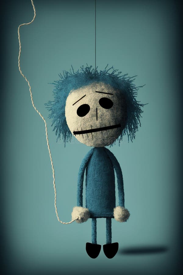 Creepy Sad Puppet Representing Mental Health Issues. Stock Illustration ...