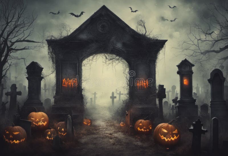 Creepy and Spooky Retro Style Halloween Banner Stock Illustration ...