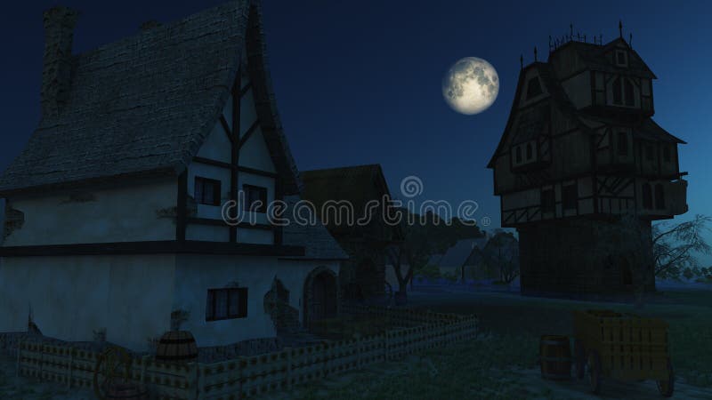 Creepy Town stock illustration. Illustration of moon - 28596737