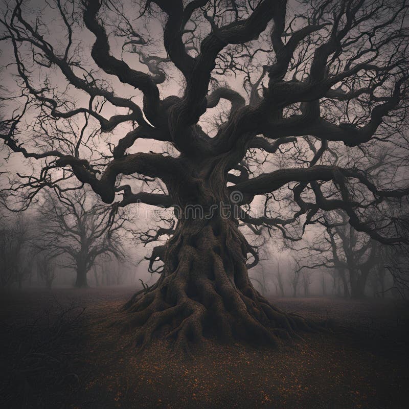 A creepy tree stock image. Image of autumn, night, moon - 325059835