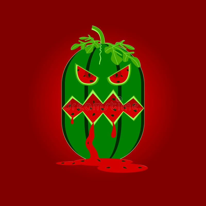 Creepy Watermelon Character Stock Illustration - Illustration of icon ...