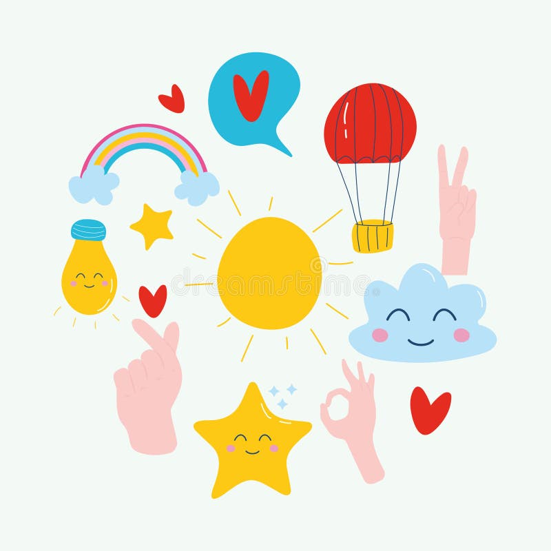 Creer iconos alrededor ilustración del vector. Ilustración de cielo ...