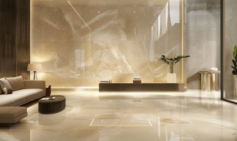 Crema Marfil Marble Wall, Modern Interior Decorated with Marble Stock ...