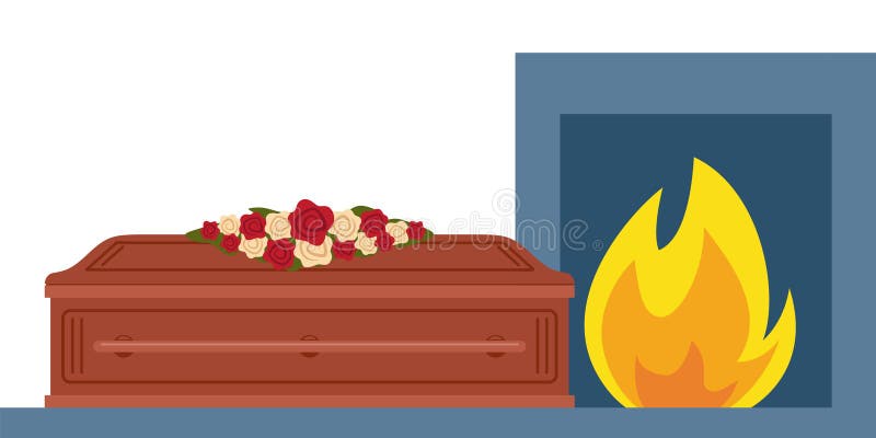 Cremation. Coffin and Fire. Process of Cremation in the Crematorium ...