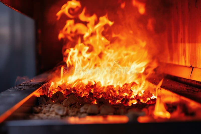 A Cremation in a Crematorium with a Lot of Fire Stock Illustration ...