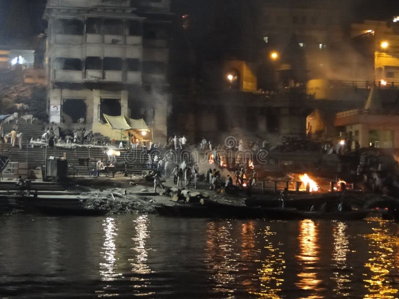 Cremation Flames of the Burning Ghats Editorial Photography - Image of ...
