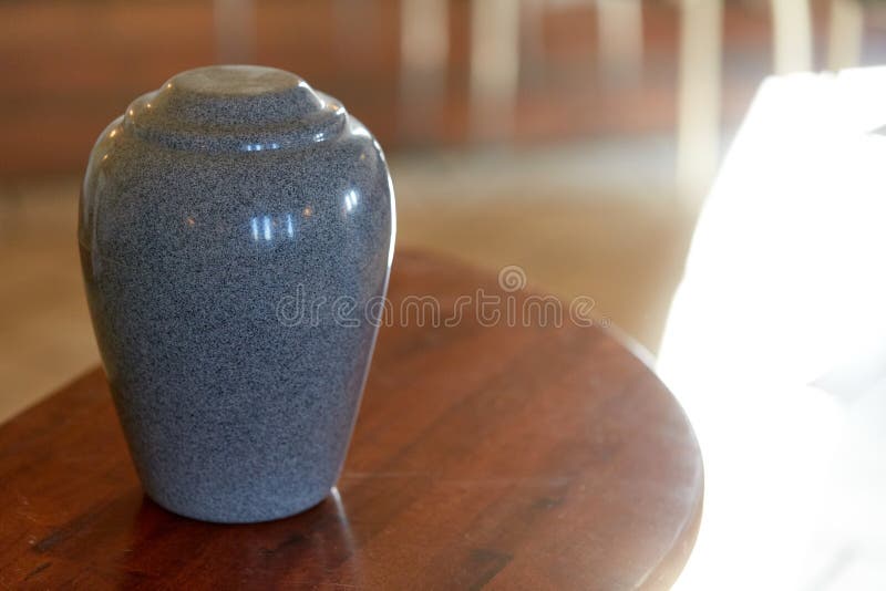 Cremation Urn on Table in Church Stock Photo - Image of funerary ...
