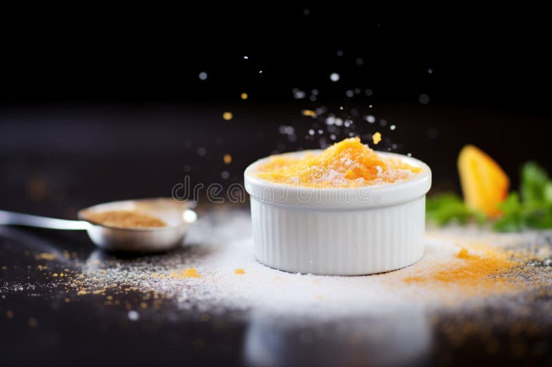 Creme Brulee with Powdered Sugar Dusting Stock Image - Image of brulee ...