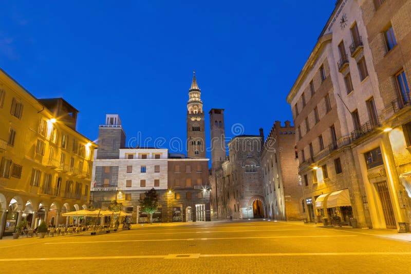 CREMONA, ITALY, 2016: the Piazza Cavour Square at Dusk Editorial Image ...
