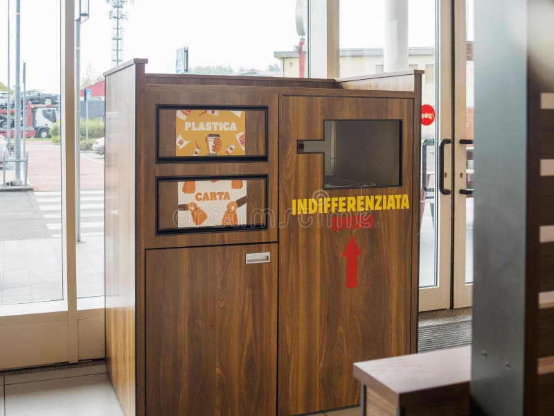 Modern Wooden Waste Sorting Station Dividing Trash in Different Bins ... Modern Wooden Waste Sorting Station Dividing Trash in Different Bins ...