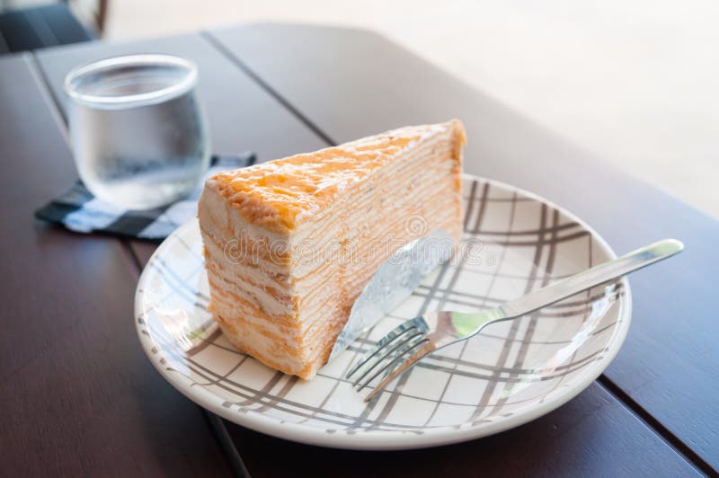 Crepe Cake and beverages stock photo. Image of fresh - 33528608