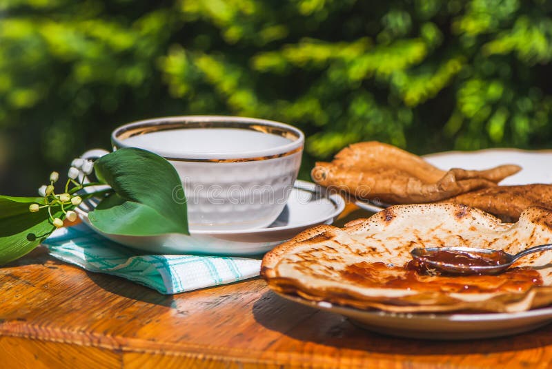 Crepe Filled with Strawberry Jam Stock Photo - Image of sweet ...