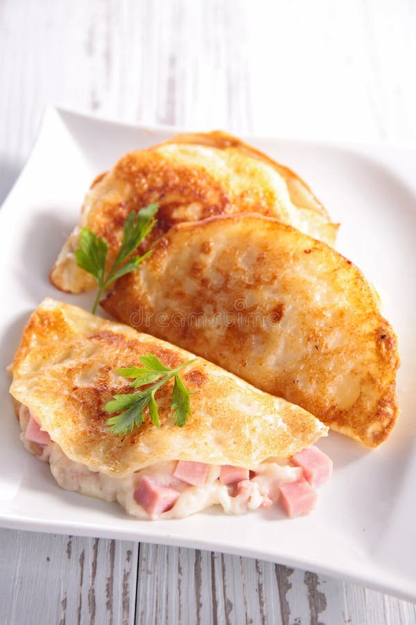 Crepe with ham and cheese stock image. Image of baked - 63174103