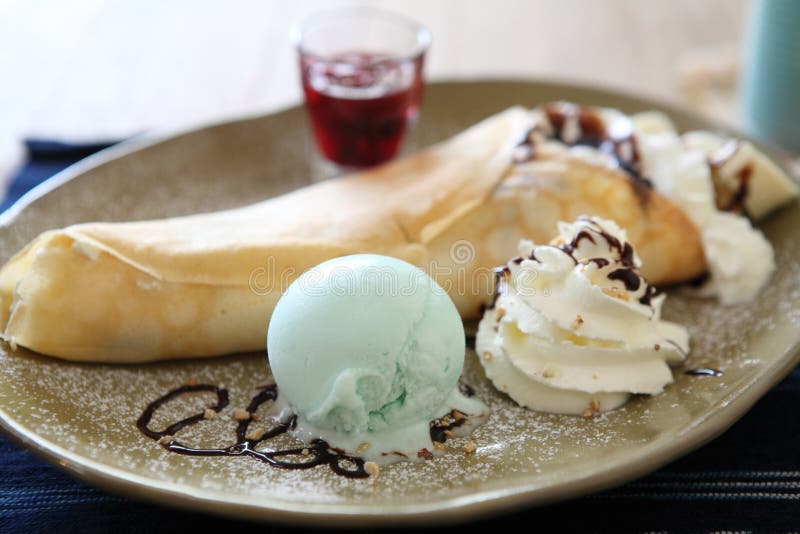Crepe with ice cream stock photo. Image of closeup, gourmet - 33869252