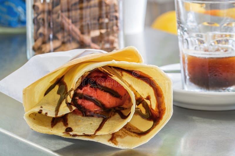 Crepe with ice cream stock image. Image of pancake, crepe - 76910871