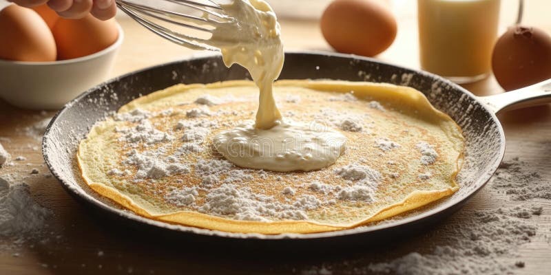 Crepe making process stock photo. Image of food, cooking - 362880542