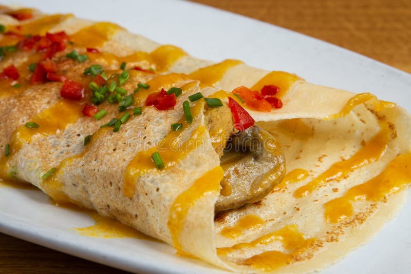 Crepe with meat stock image. Image of meal, cream, pancake - 176842891