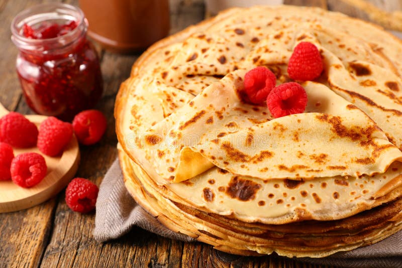 Crepe with Raspberry and Chocolate Stock Image - Image of nutrition ...