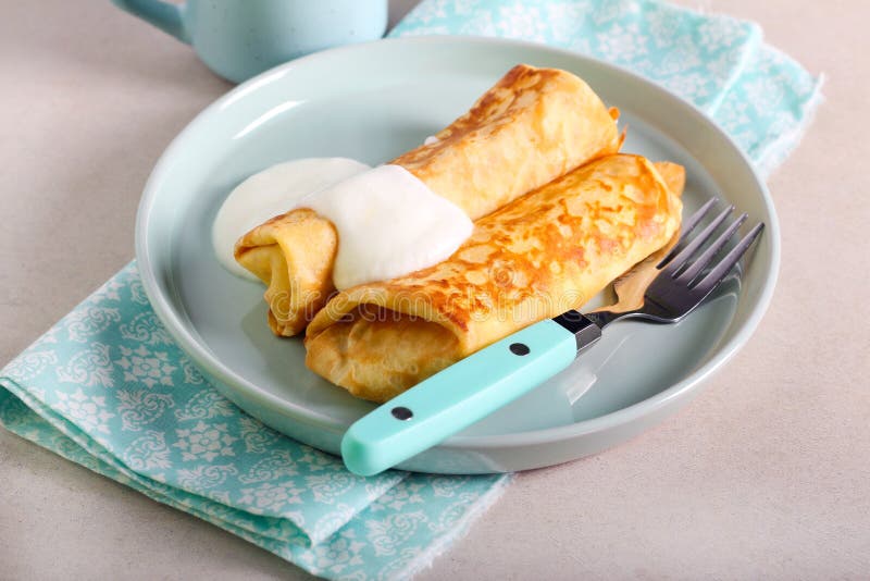 Crepe Roll with Soft Cheese Filling Stock Image - Image of homemade ...