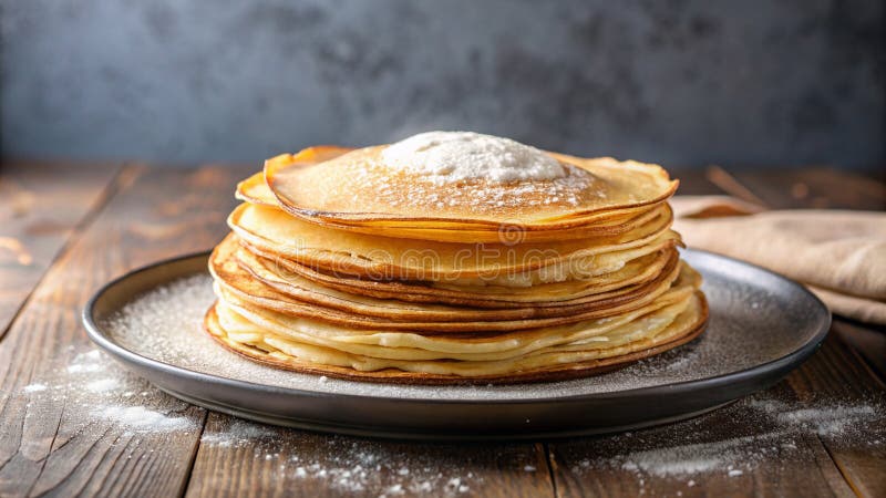 A Crepe Stack on a Powdered Plate Atop a Table Generative AI Stock ...