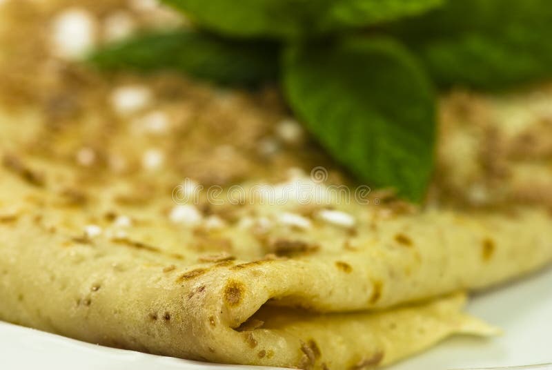 Plate of English Pancake Crepes with Lemon Wedges Stock Photo - Image ...