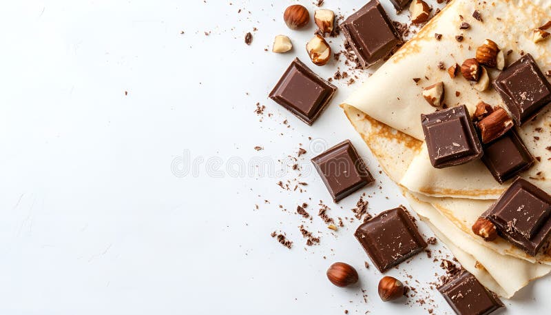 Crepes with Chocolate and Hazelnuts. Homemade Thin Crepes for Breakfast ...