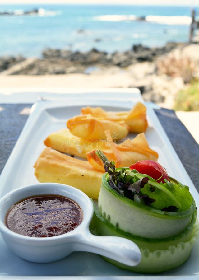 Crepes with Cottage Cheese and Vegetables on the White Plate Stock ...