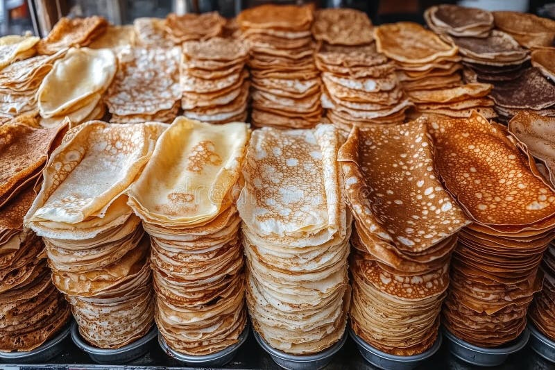 Crepes, Delightfully Thin, Presented in a Variety of Patterns on Plates ...