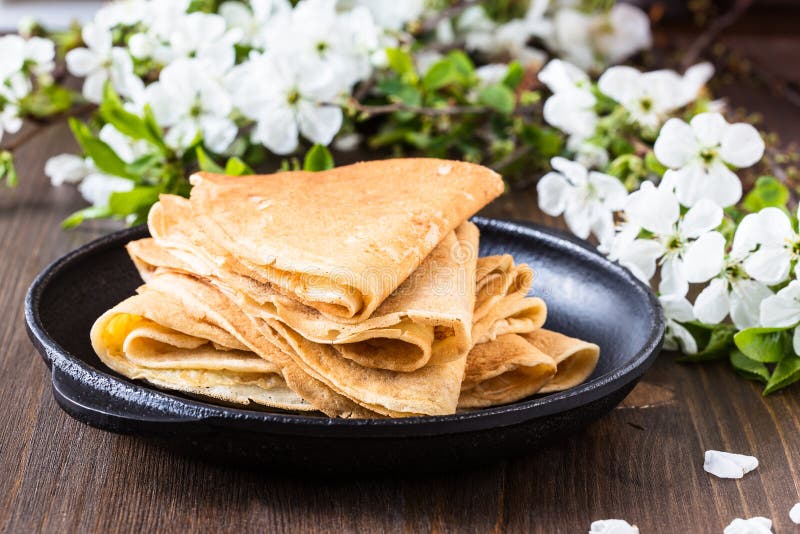 Crepes Folded Triangles Frying Pan Stock Photos - Free & Royalty-Free ...