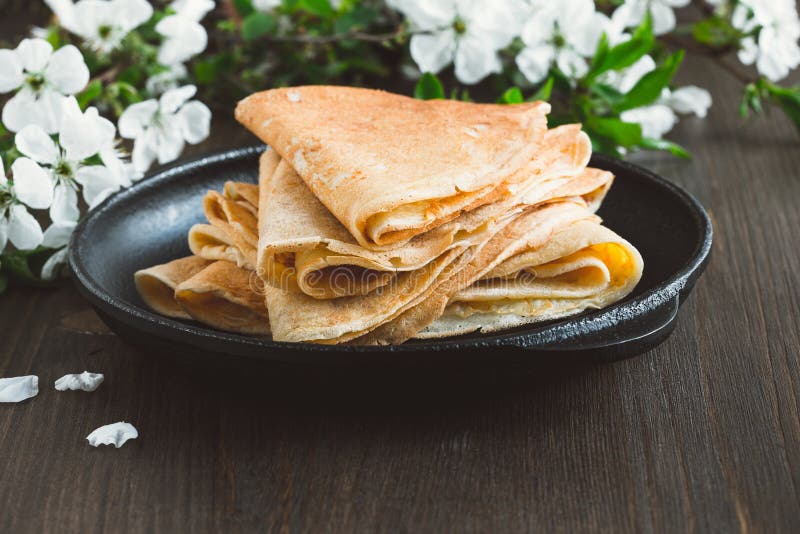 Crepes Folded Triangles Frying Pan Stock Photos - Free & Royalty-Free ...