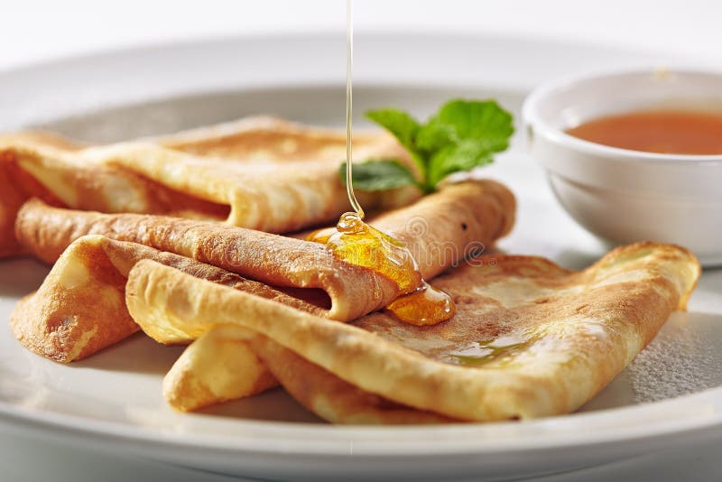 Crepes with Honey stock image. Image of pancake, restaurant - 76680977