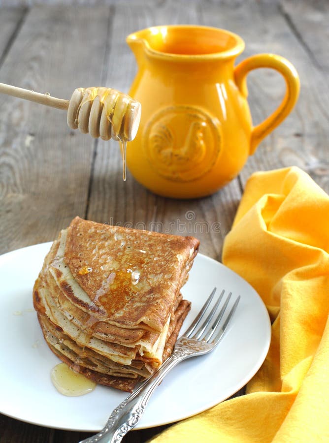 Crepes with honey stock image. Image of homemade, gourmet - 30309669