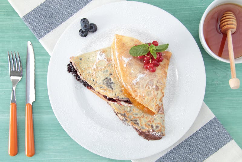 Crepes with Jam and Nutella Stock Image - Image of crepes, lunch: 27849561