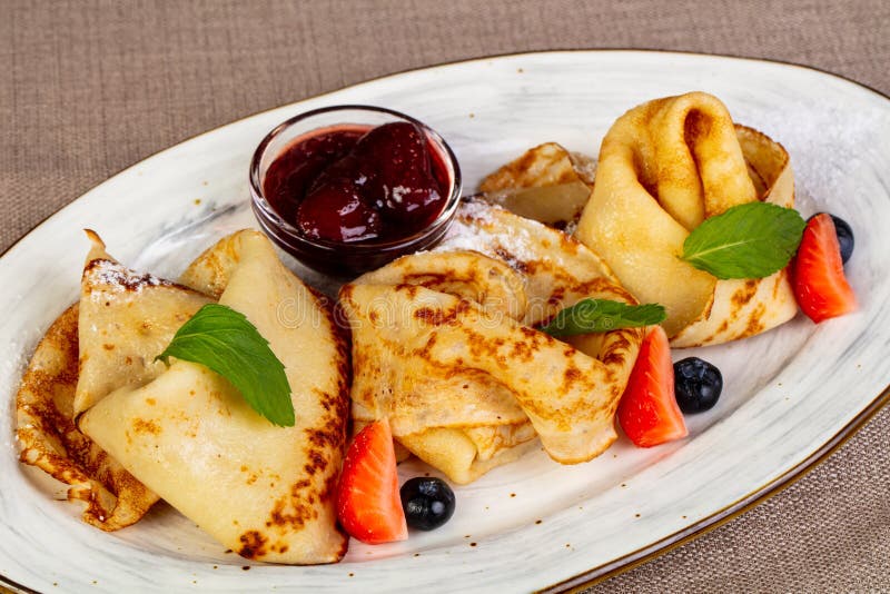 Crepes with jam stock photo. Image of closeup, marmalade - 123965694