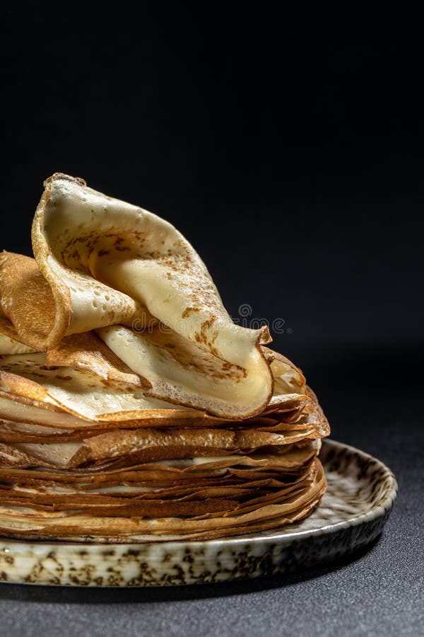 Crepes on Plate. Homemade Thin Fresh Crepes for Breakfast or Dessert ...