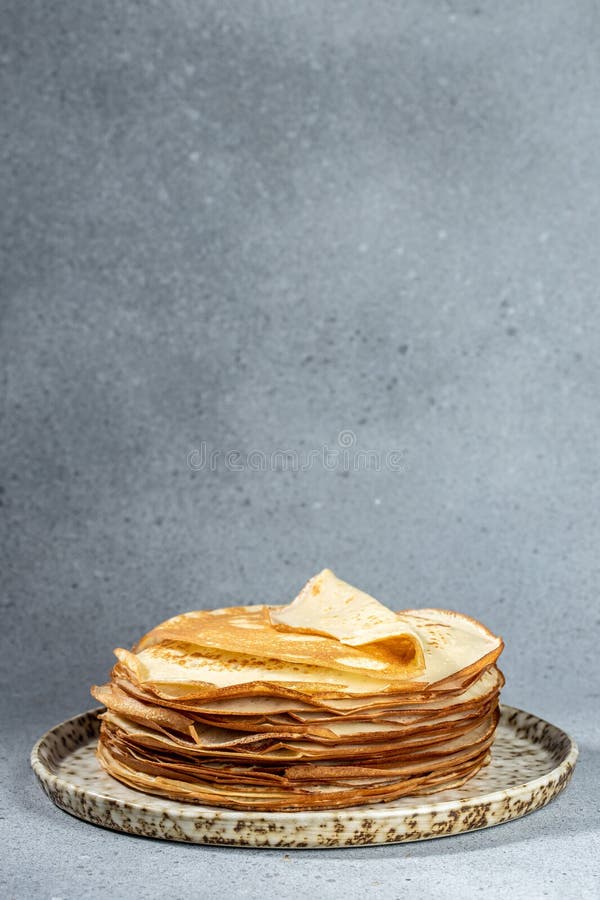 Crepes on Plate. Homemade Thin Fresh Crepes for Breakfast or Dessert ...