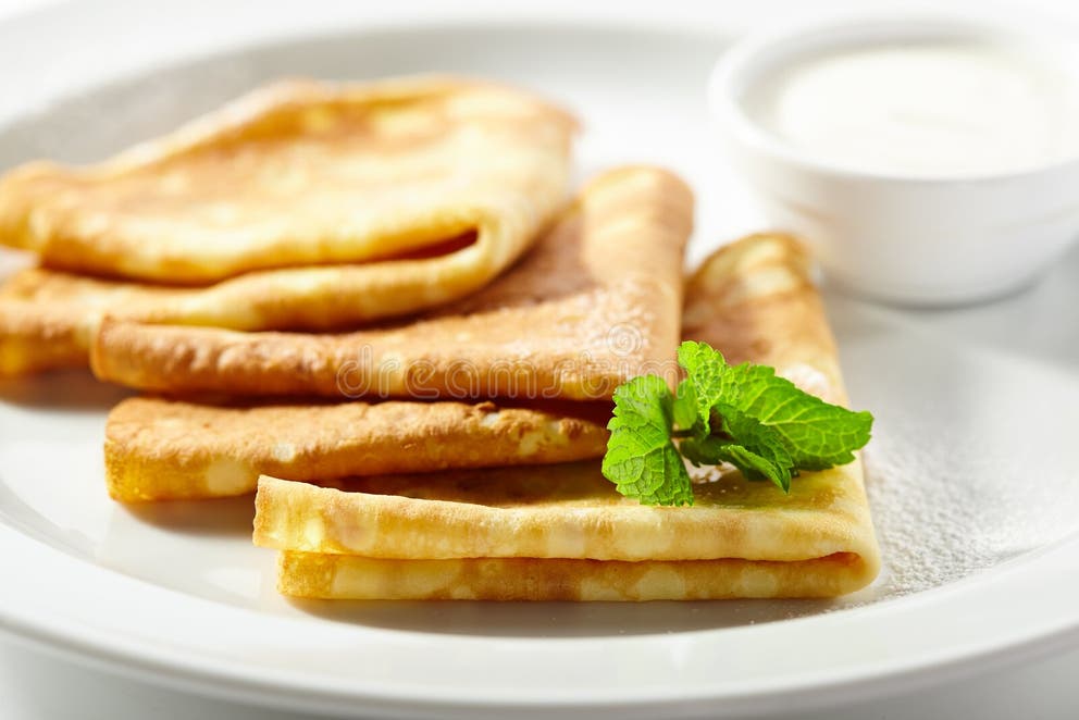 Crepes with Sour Cream stock photo. Image of cooking - 78270750