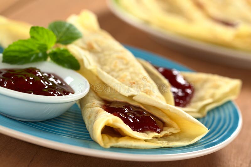 Crepes with Strawberry jam stock photo. Image of fresh - 24920626