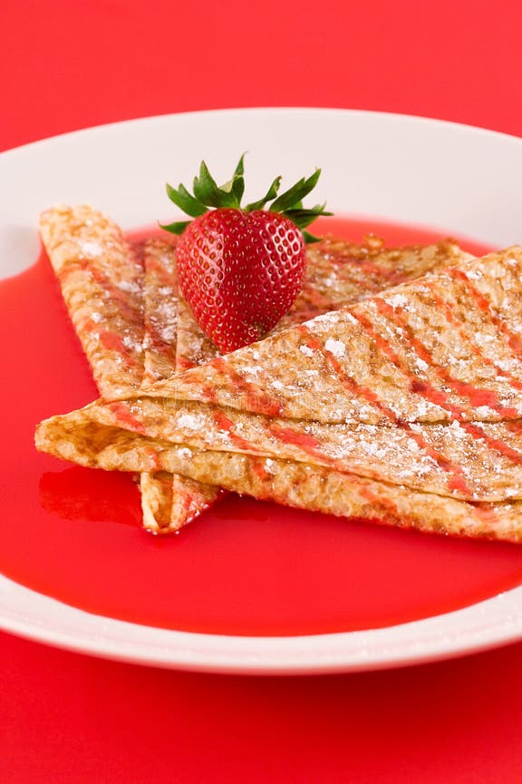 Crepes with Strawberry Syrup Stock Photo - Image of icing, food: 808868
