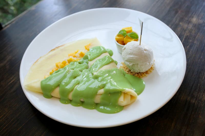 Crepes Topped with a Creamy Marinade with Corn. Stock Photo - Image of ...