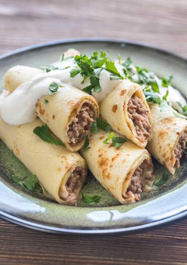 Crepes with tuna stock photo. Image of group, cuisine - 95495244