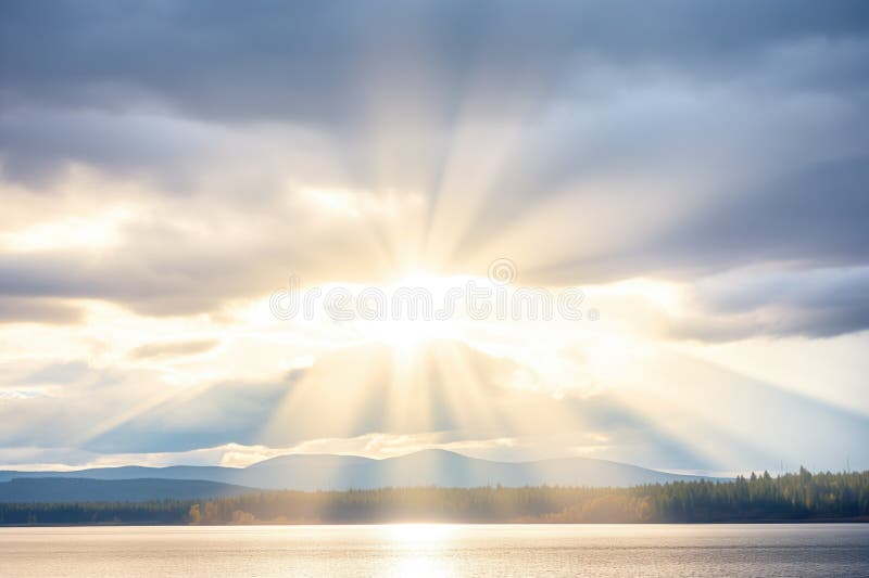 Crepuscular Rays Beaming through Storm Clouds Stock Illustration ...