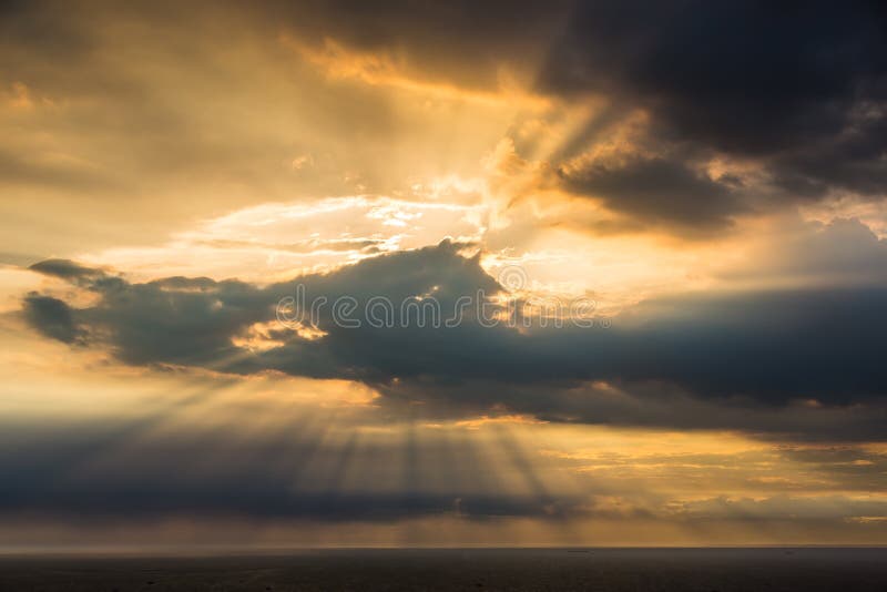 Crepuscular sun rays stock image. Image of light, evening - 58304147