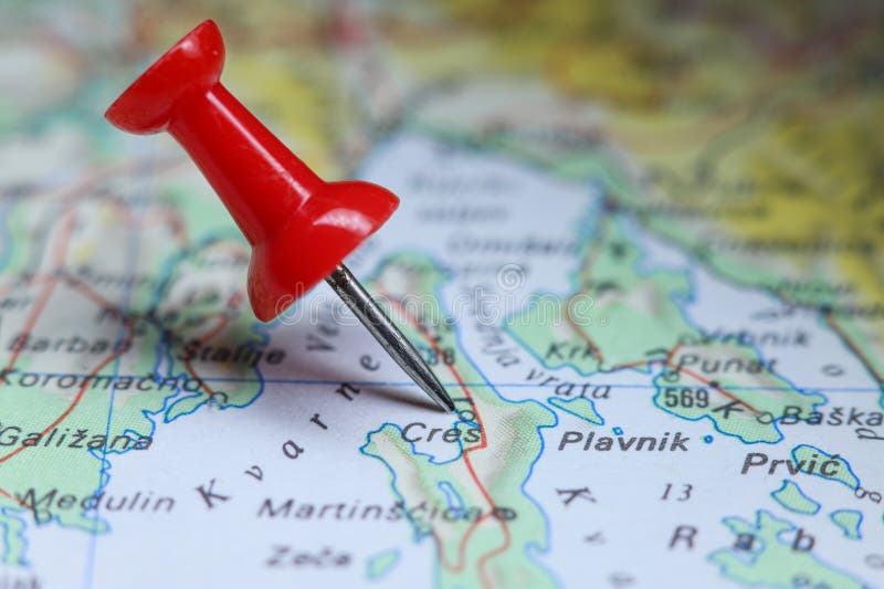 Cres, Cres Island, Croatia Pin on Map Stock Image - Image of business ...