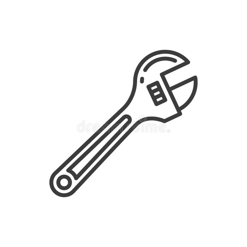 Adjustable Wrench Plumbing Tool Isolated Line Icon Stock Vector ...