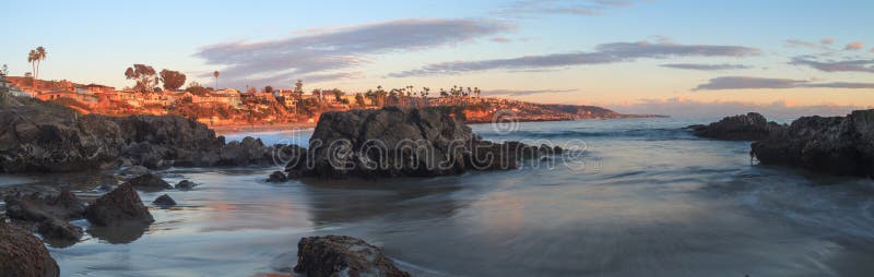 Crescent Bay Beach at Sunset Stock Image - Image of luxury, crescent ...
