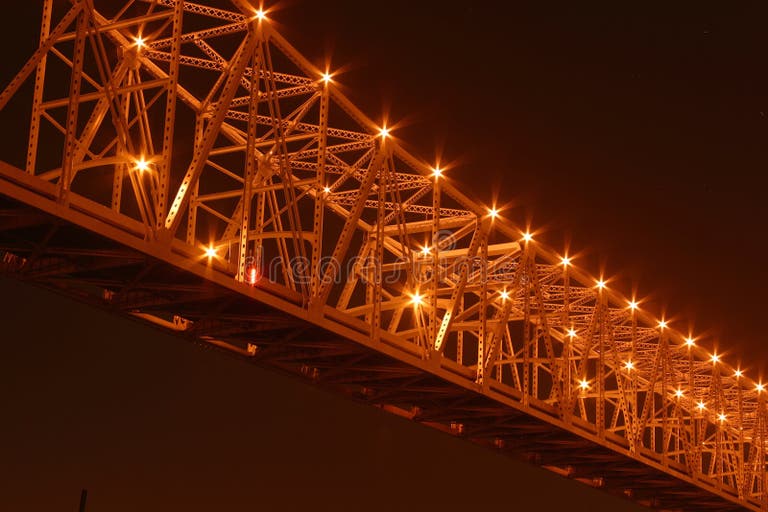Crescent City Connection at Night Stock Image - Image of overpass ...