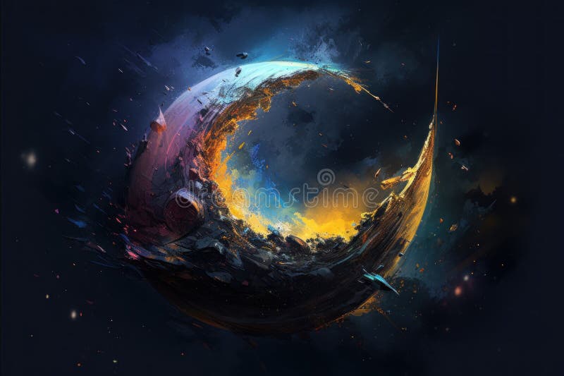 Crescent Fantasy Planet Moon. Generate Ai Stock Illustration ...