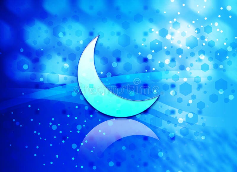 Crescent Half Moon Icon Abstract Light Cyan Blue Hexagon Pattern ...