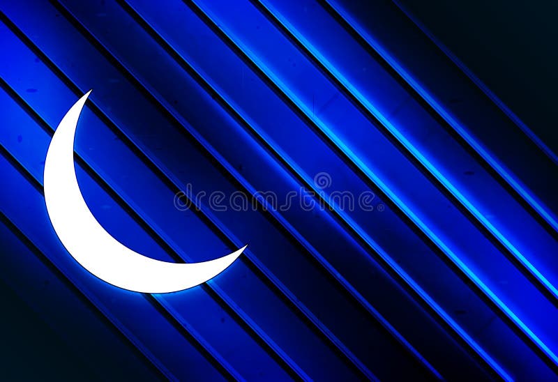 Crescent Half Moon Icon Artistic Line Abstract Blue Background ...